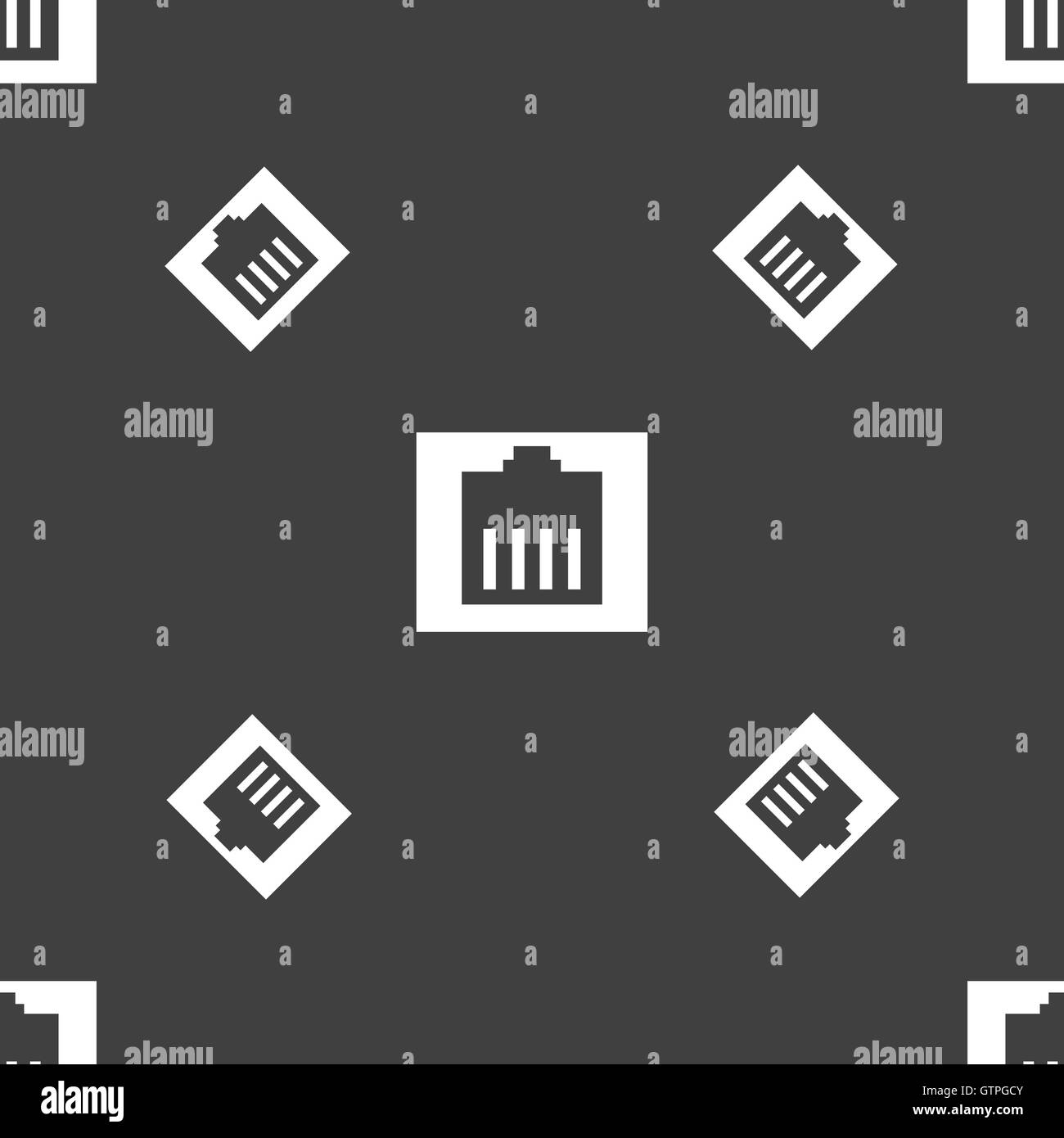 Internet cable, RJ-45 icon sign. Seamless pattern on a gray background ...
