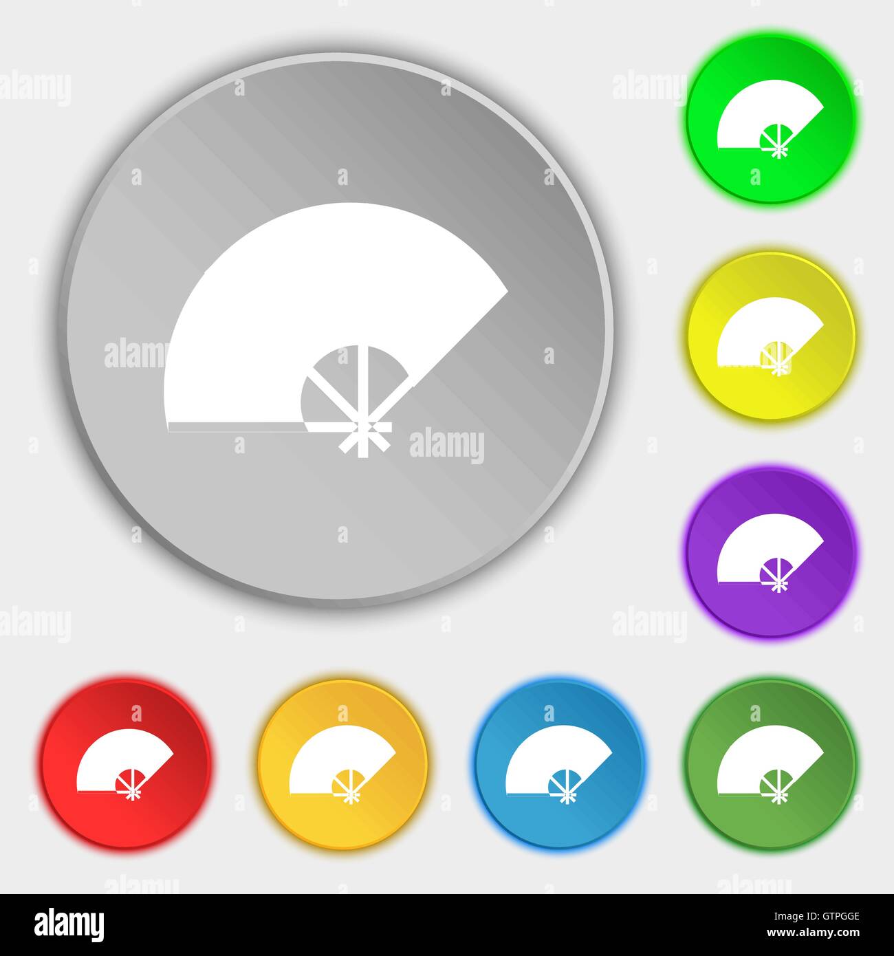 Fan icon sign. Symbol on eight flat buttons. Vector Stock Vector Image ...