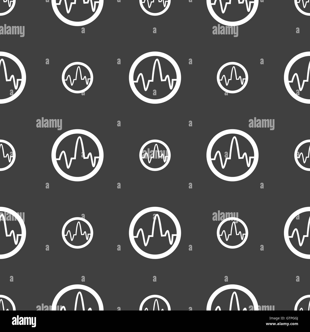 pulse Icon sign. Seamless pattern on a gray background. Vector Stock ...