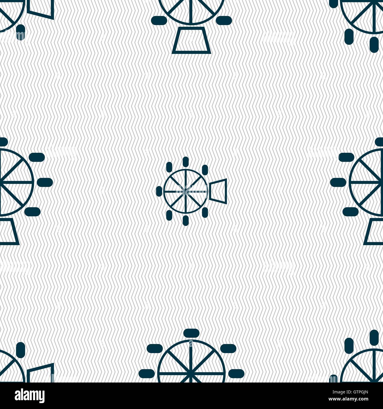 Ferris wheel icon sign. Seamless pattern with geometric texture. Vector ...