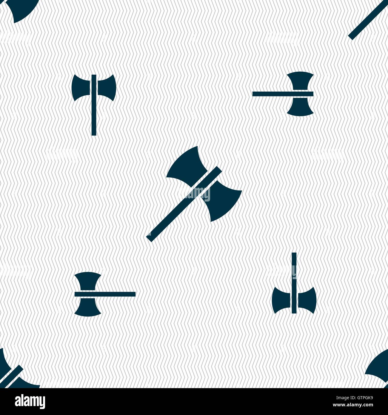 Battle axe icon sign. Seamless pattern with geometric texture. Vector ...