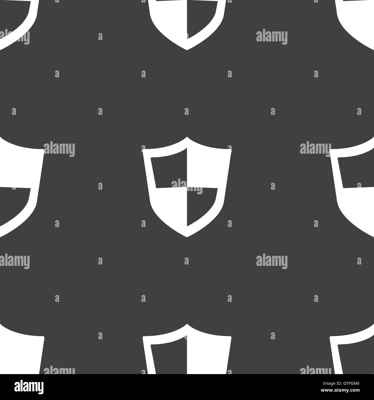 shield icon sign. Seamless pattern on a gray background. Vector Stock ...