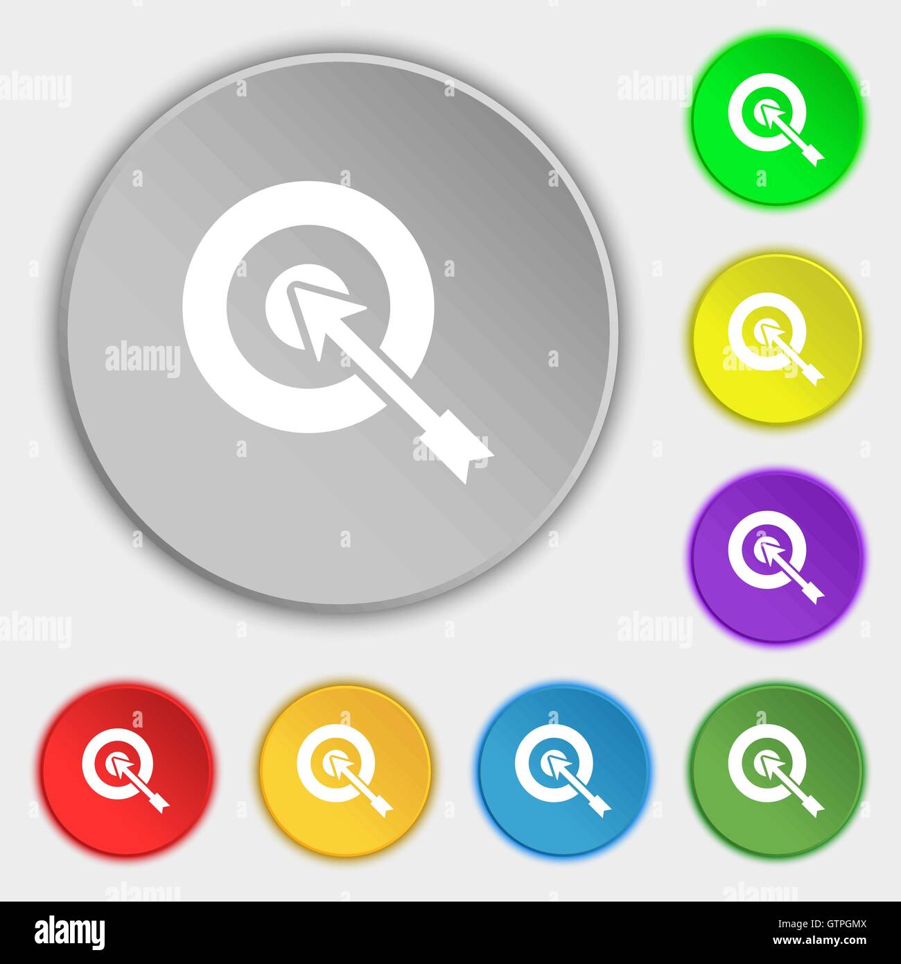 target icon sign. Symbol on eight flat buttons. Vector Stock Vector ...