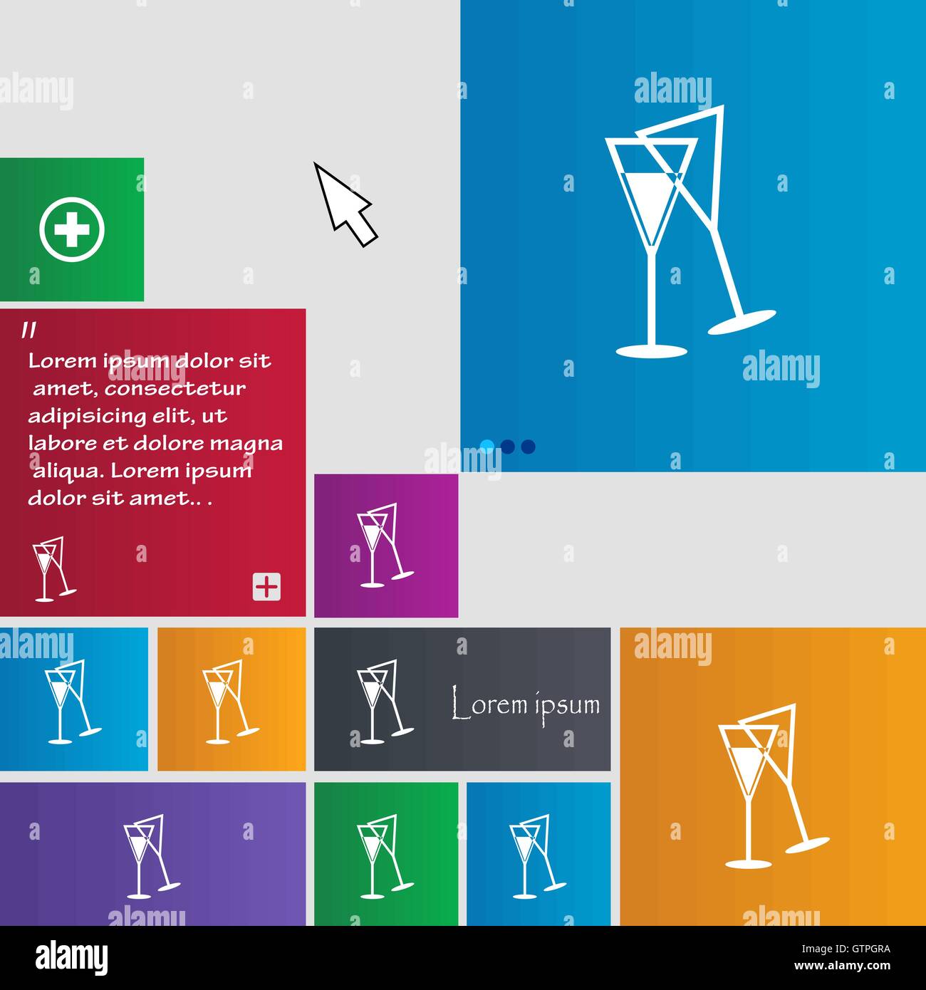 champagne glass icon sign. buttons. Modern interface website buttons with cursor pointer. Vector ...