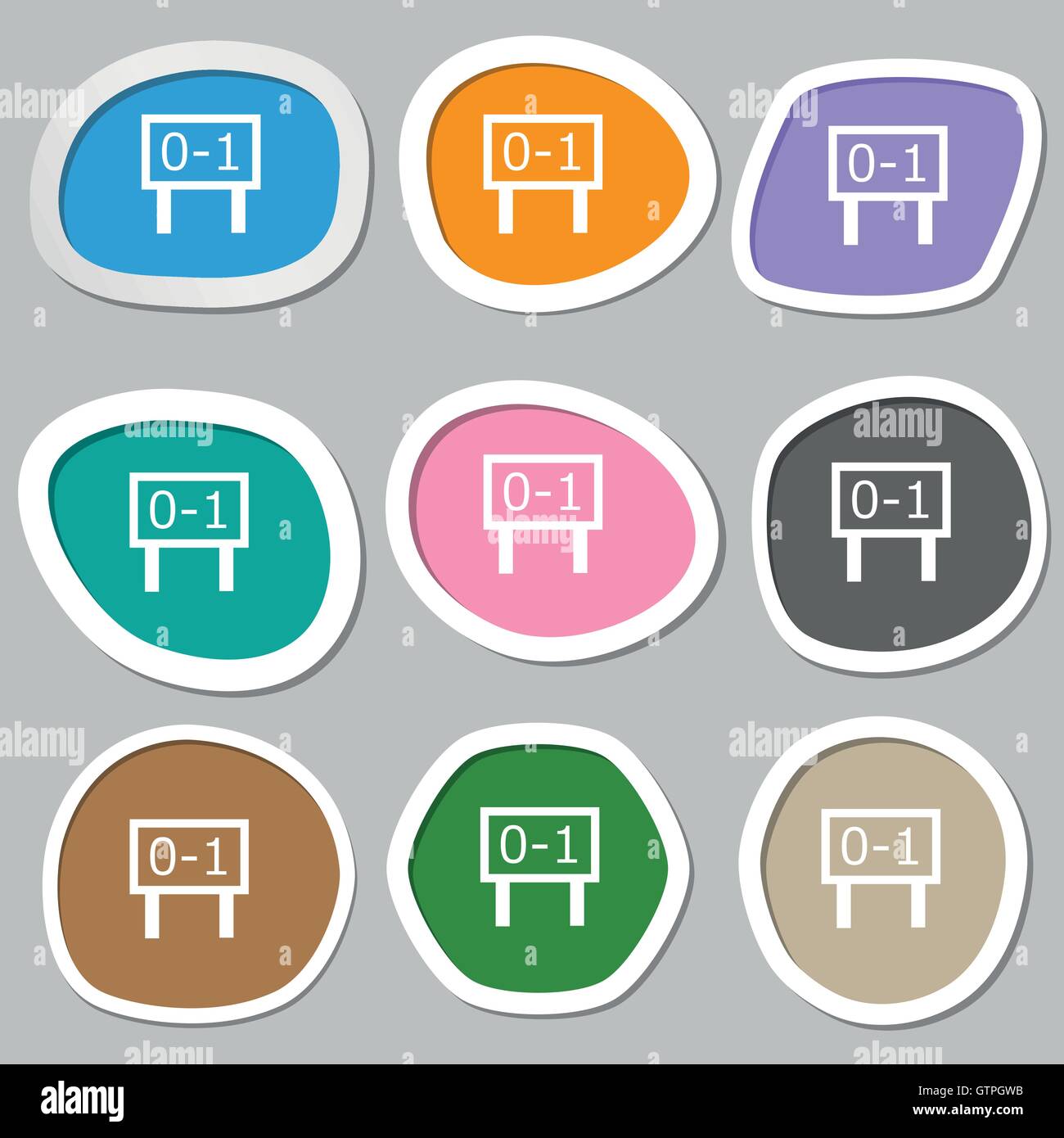Scoreboard icon symbols. Multicolored paper stickers. Vector Stock ...