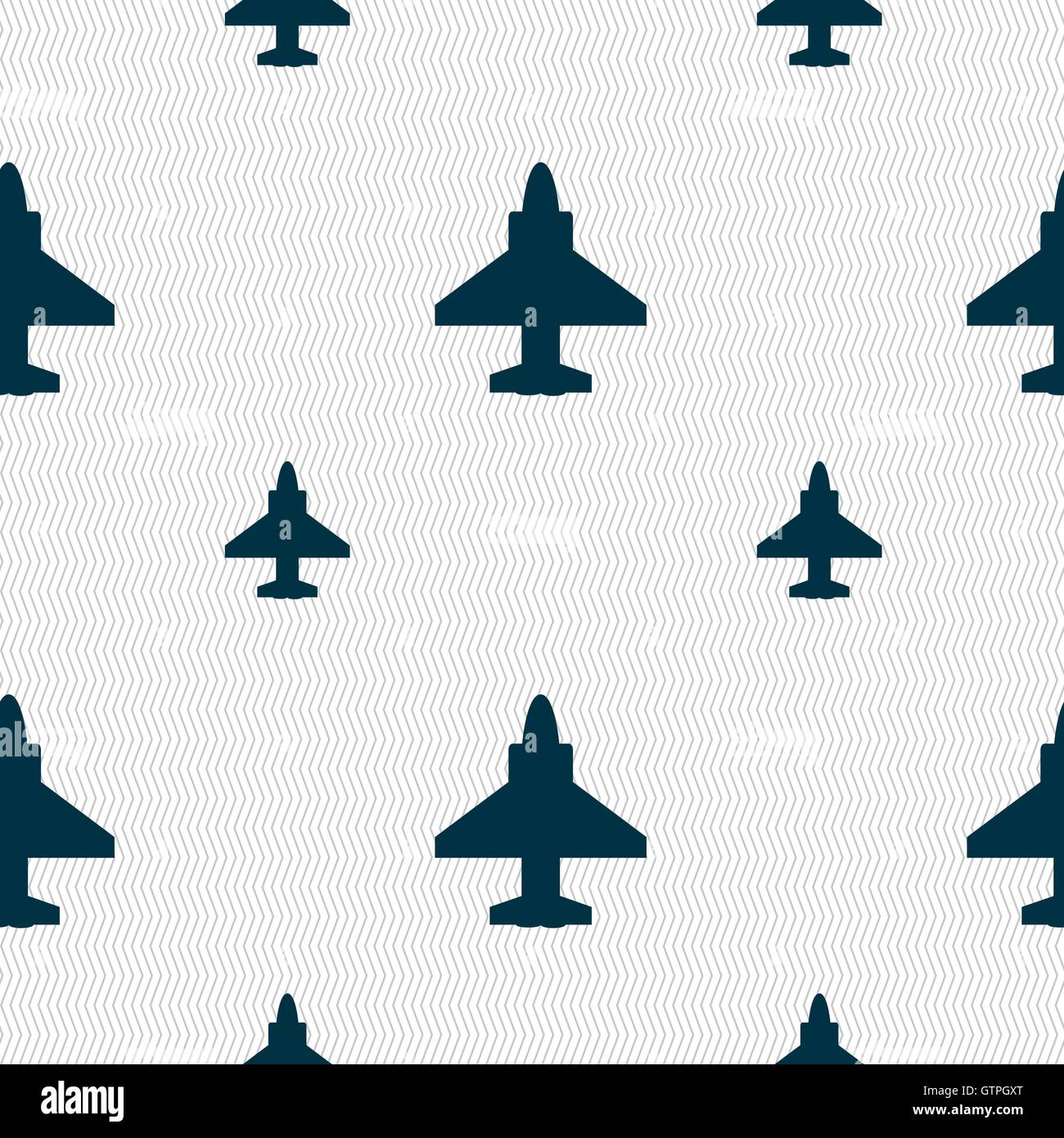 Aircraft or Airplane Icon sign. Seamless pattern with geometric texture ...