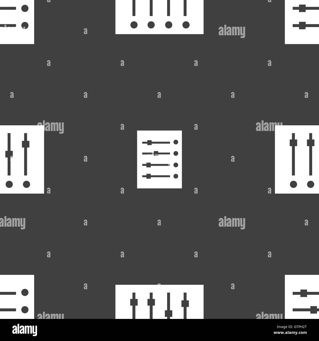 Equalizer icon sign. Seamless pattern on a gray background. Vector ...