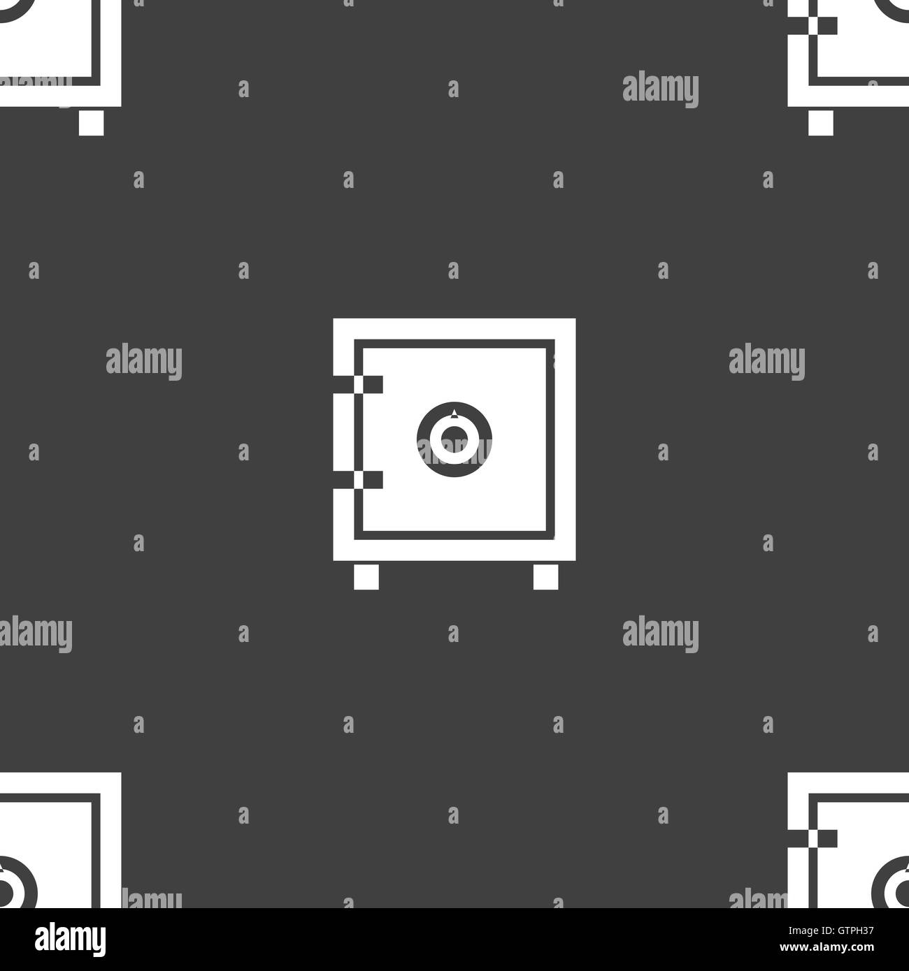 Safe money icon sign. Seamless pattern on a gray background. Vector ...