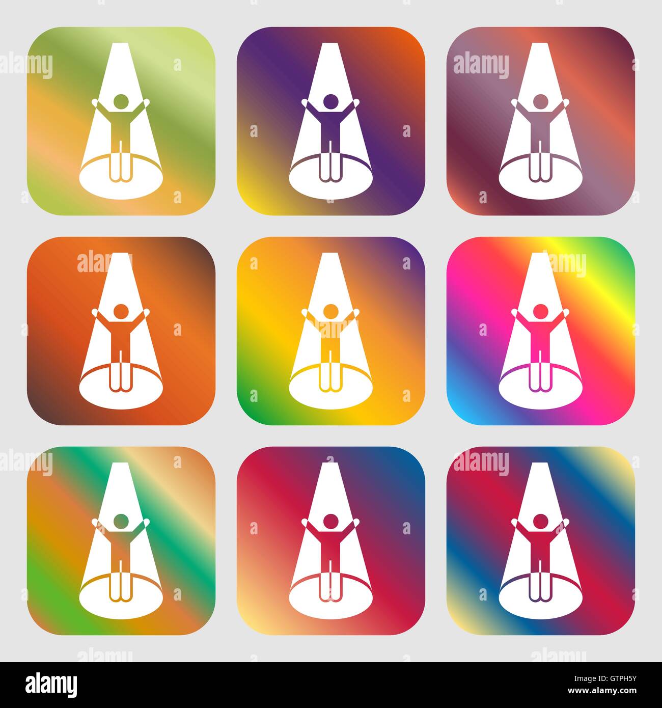 Spotlight icon . Nine buttons with bright gradients for beautiful ...