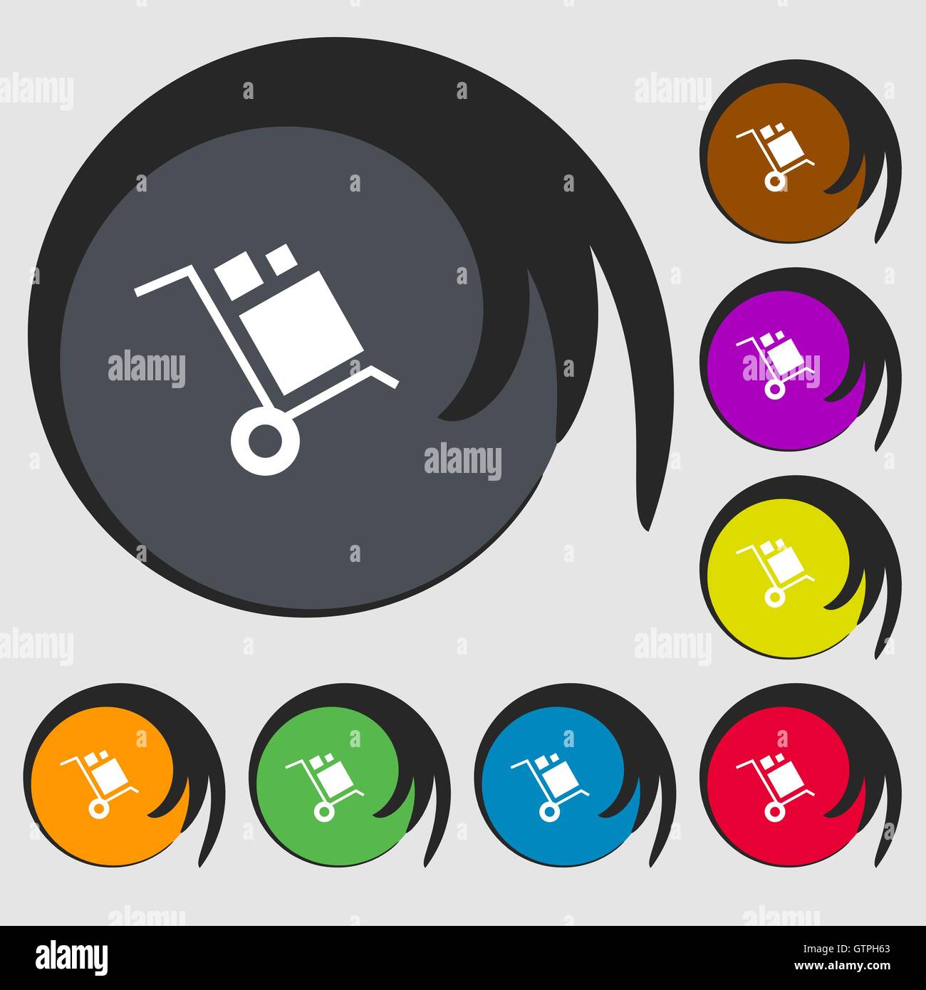 loader Icon sign. Symbols on eight colored buttons. Vector Stock Vector ...
