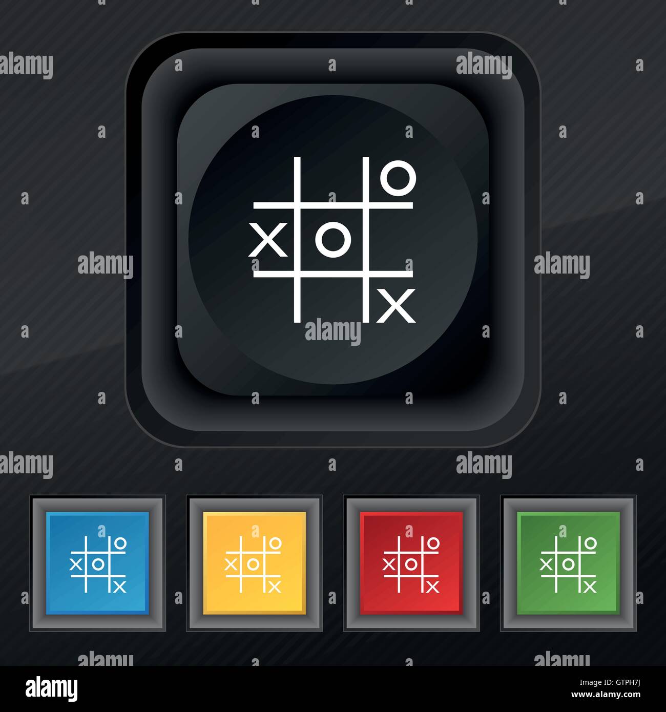 Tic tac toe game vector icon symbol. Set of five colorful, stylish ...