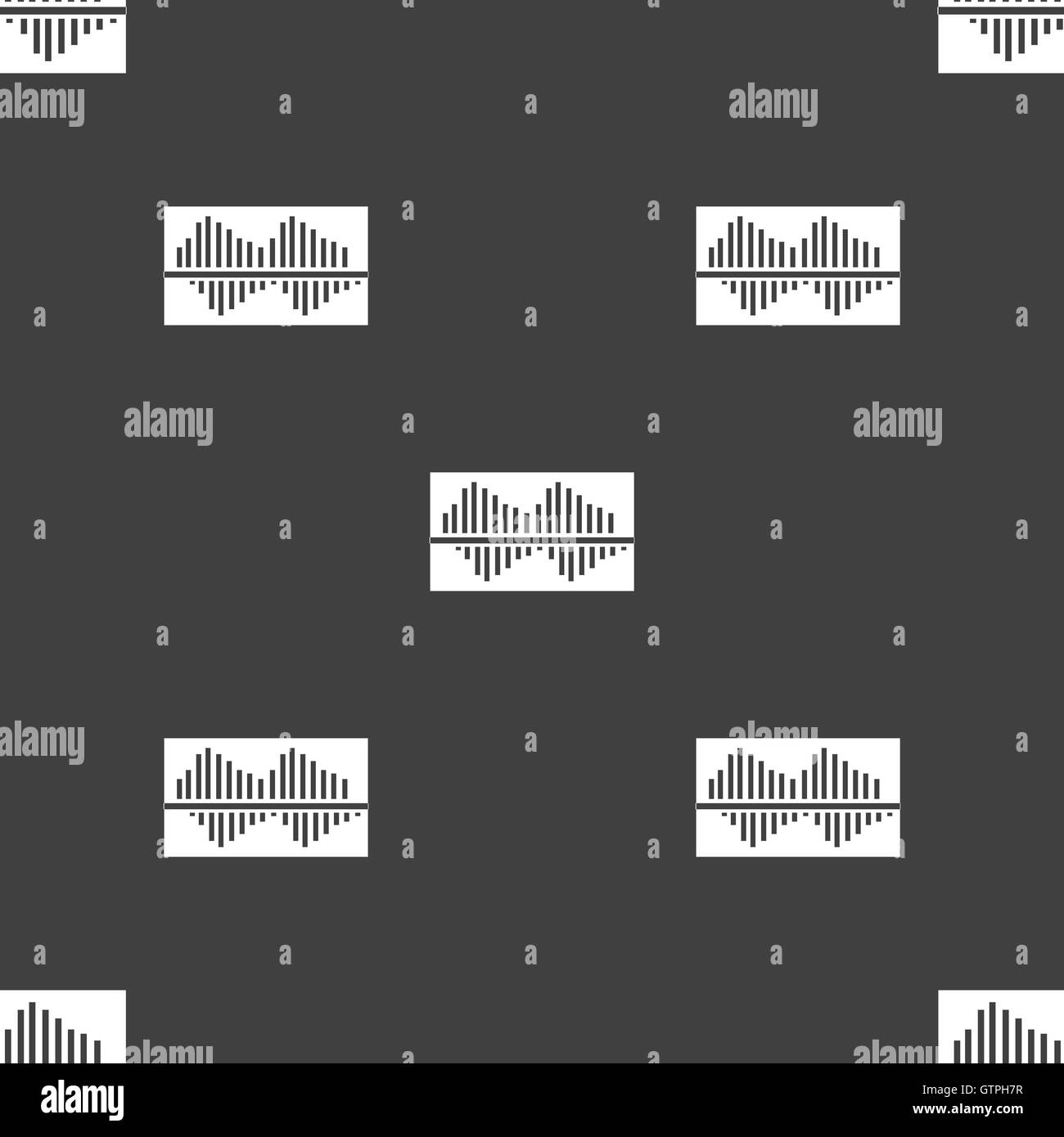 Equalizer icon sign. Seamless pattern on a gray background. Vector ...