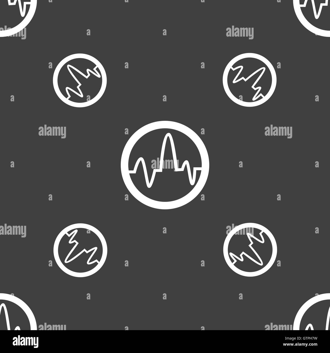 pulse Icon sign. Seamless pattern on a gray background. Vector Stock ...