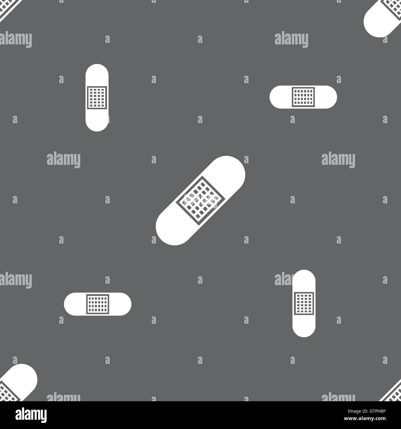 Band Aid Icon sign. Seamless pattern on a gray background. Vector Stock ...