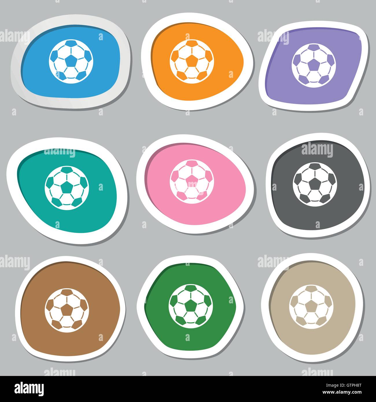 Football icon symbols. Multicolored paper stickers. Vector Stock Vector ...
