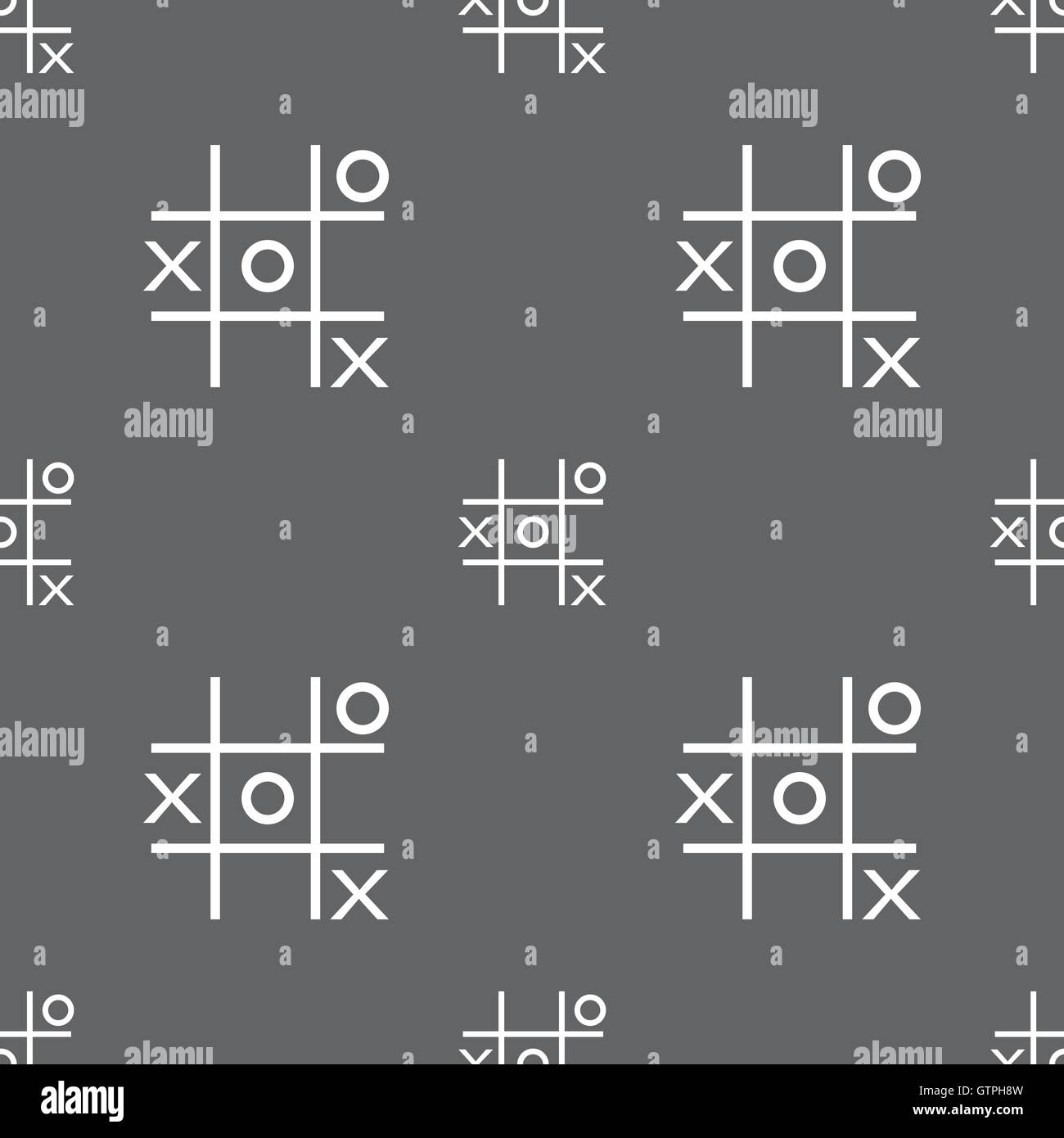 Tic tac toe game vector icon sign. Seamless pattern on a gray ...