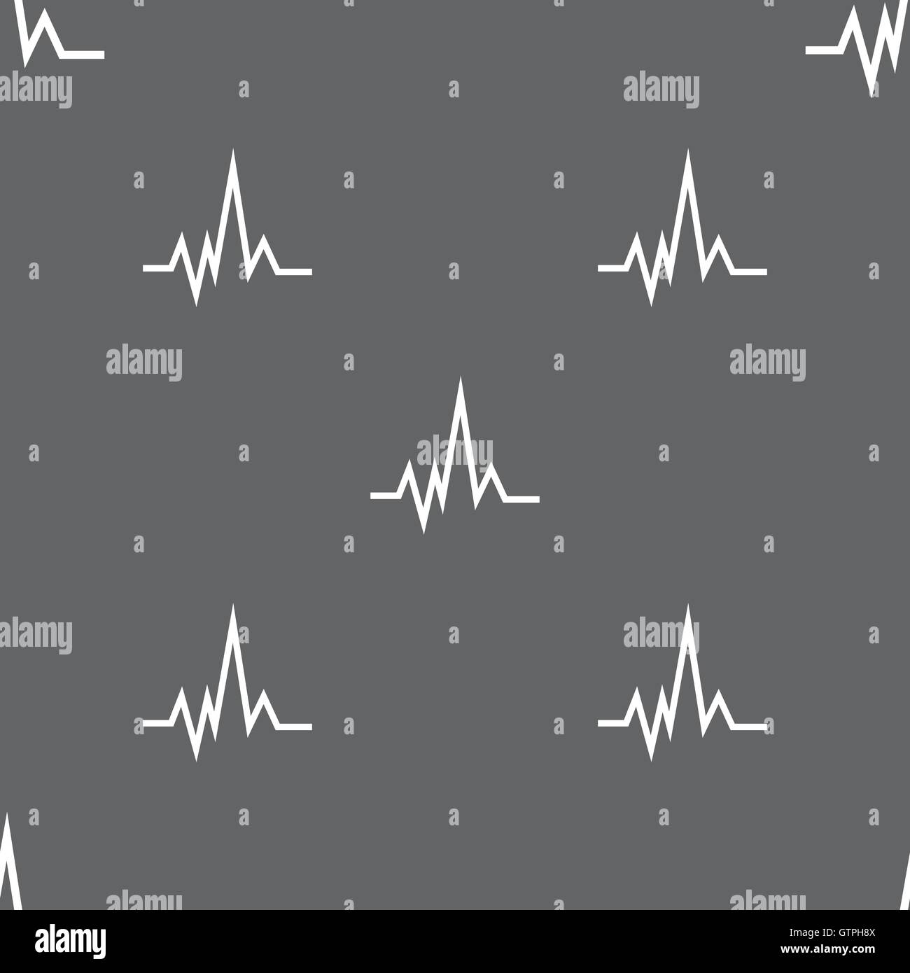 pulse Icon sign. Seamless pattern on a gray background. Vector Stock ...