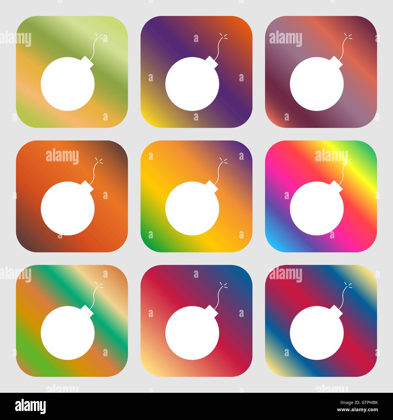 bomb icon . Nine buttons with bright gradients for beautiful design ...