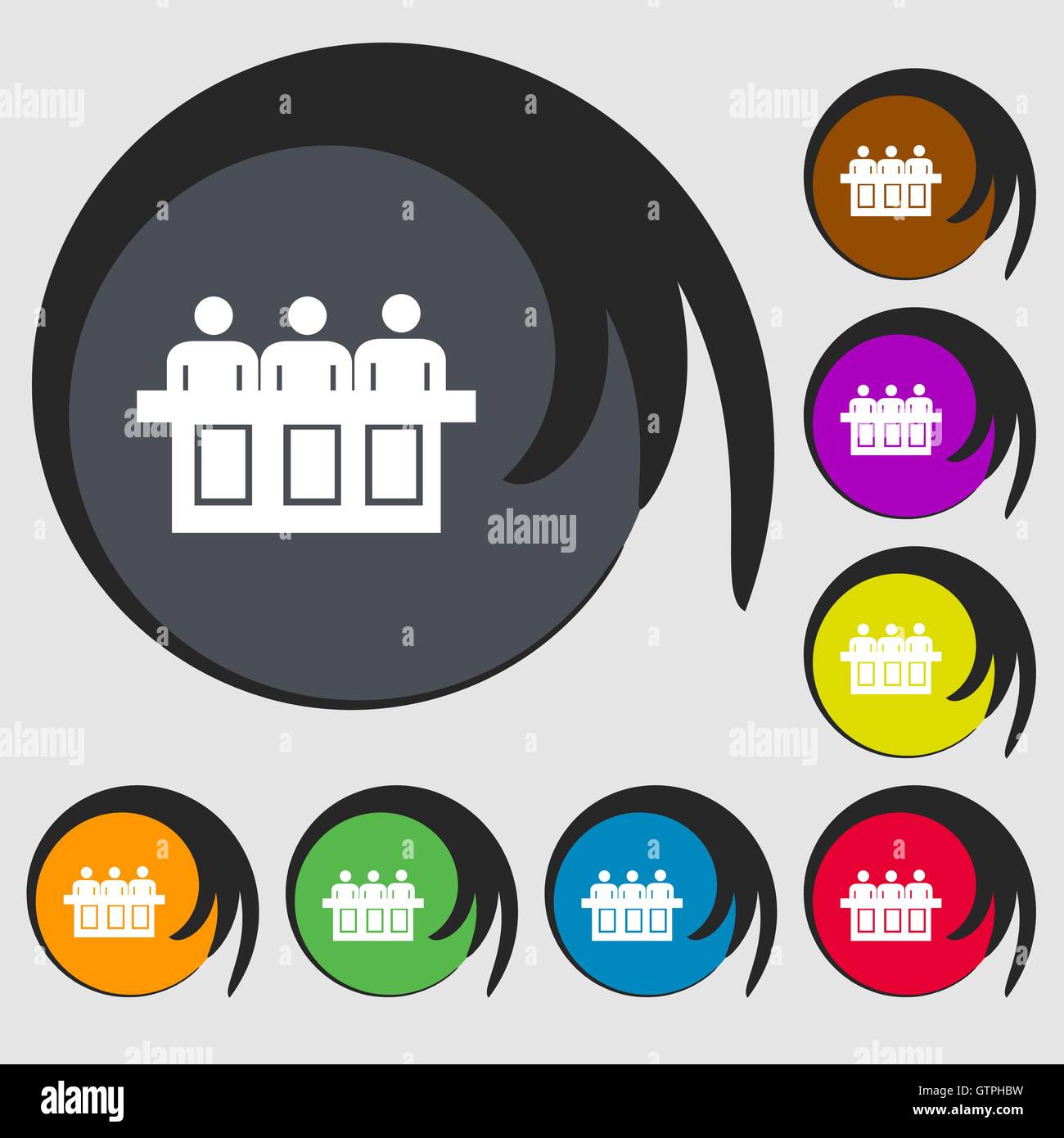 Conference icon sign. Symbols on eight colored buttons. Vector Stock ...