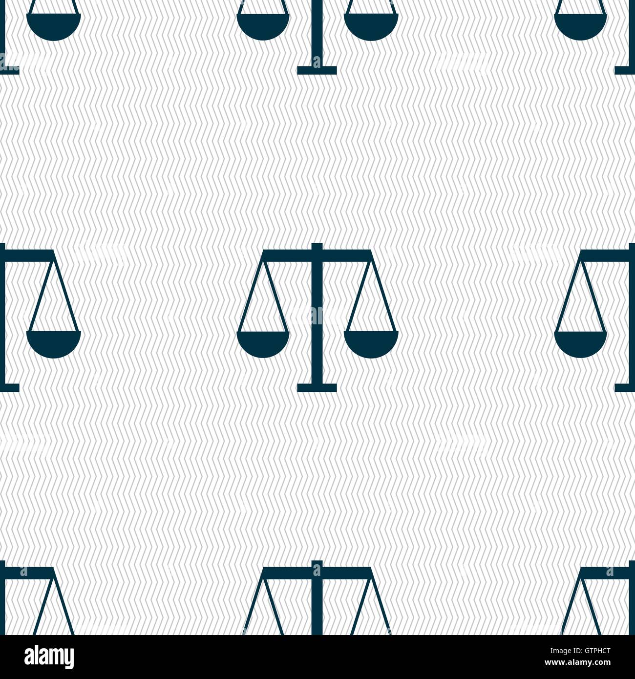 Scales of Justice icon sign. Seamless pattern with geometric texture ...