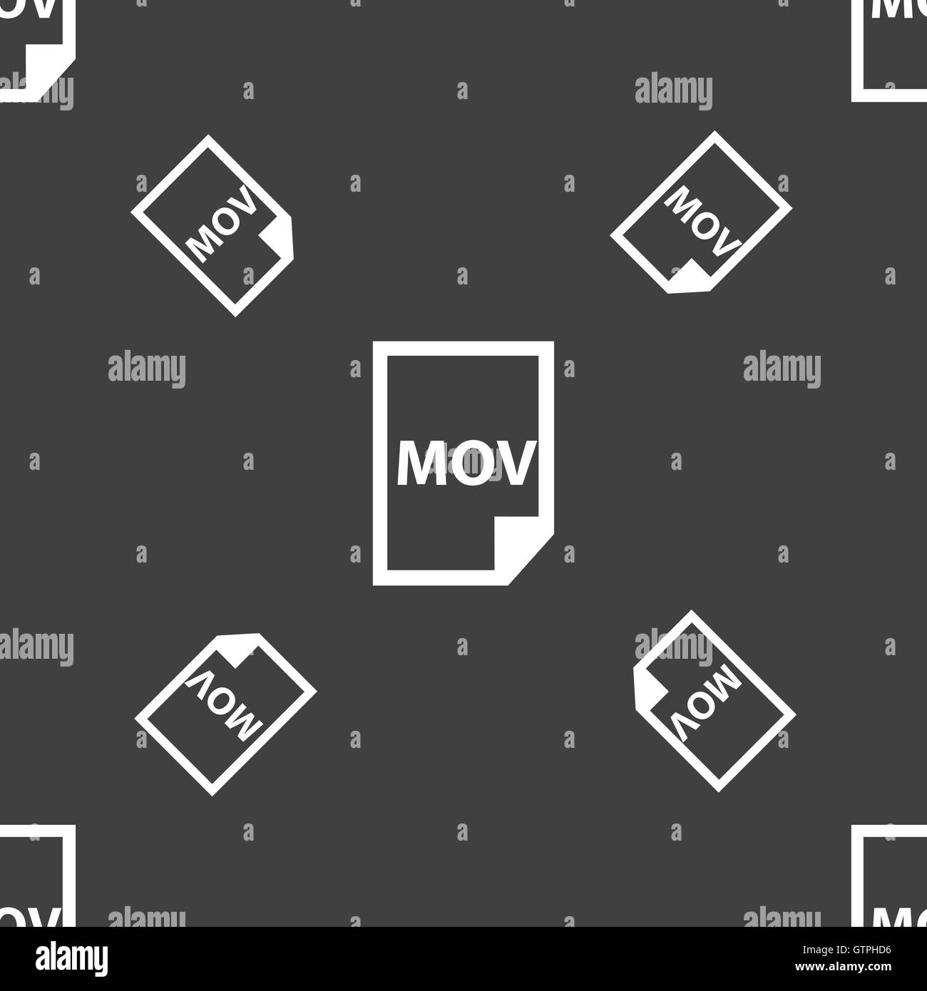 mov file format icon sign. Seamless pattern on a gray background ...