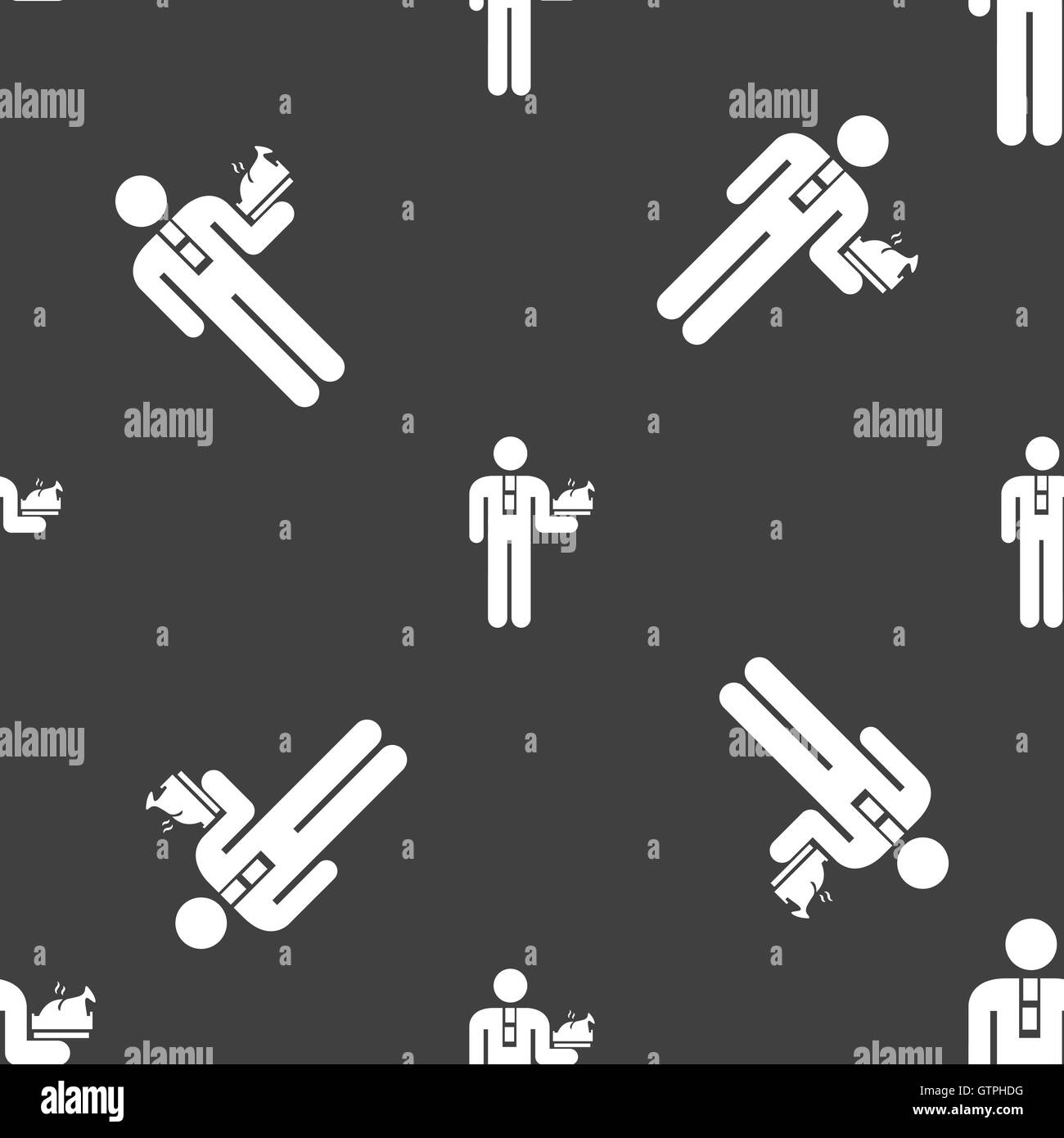 Waiter icon sign. Seamless pattern on a gray background. Vector Stock ...