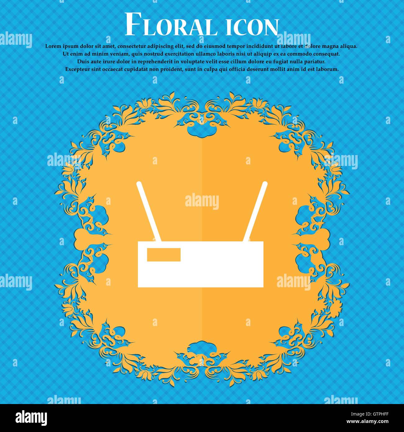 Wi-Fi Icon icon. Floral flat design on a blue abstract background with ...