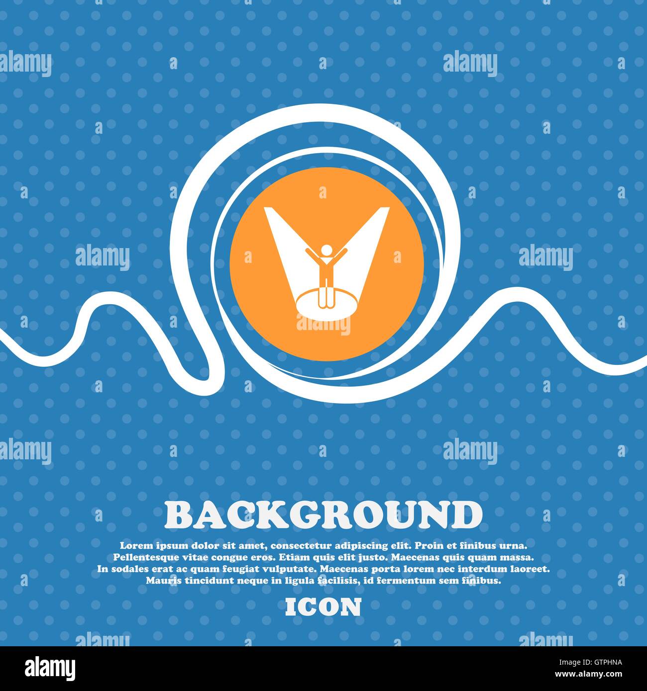 Spotlight icon sign. Blue and white abstract background flecked with ...