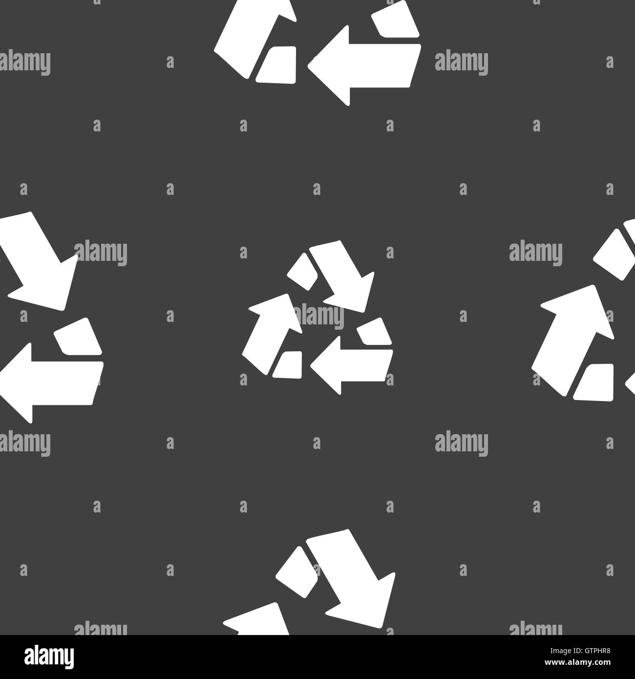 Recycle icon sign. Seamless pattern on a gray background. Vector Stock ...