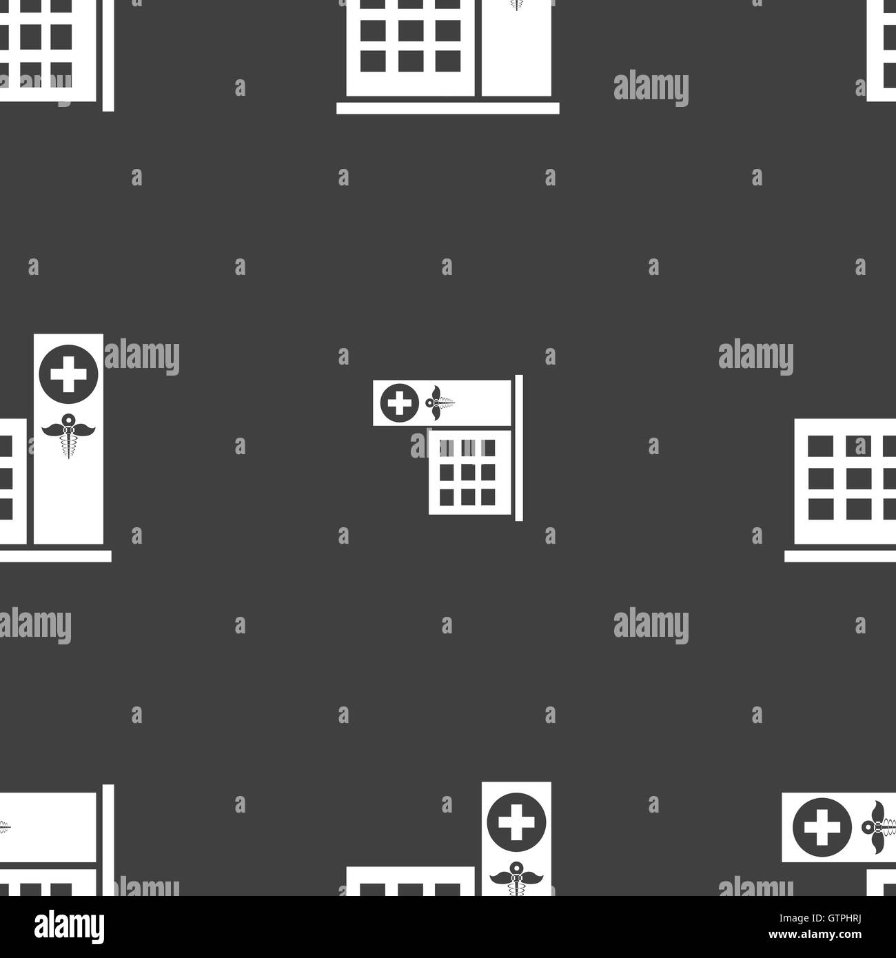 Hospital icon sign. Seamless pattern on a gray background. Vector Stock ...
