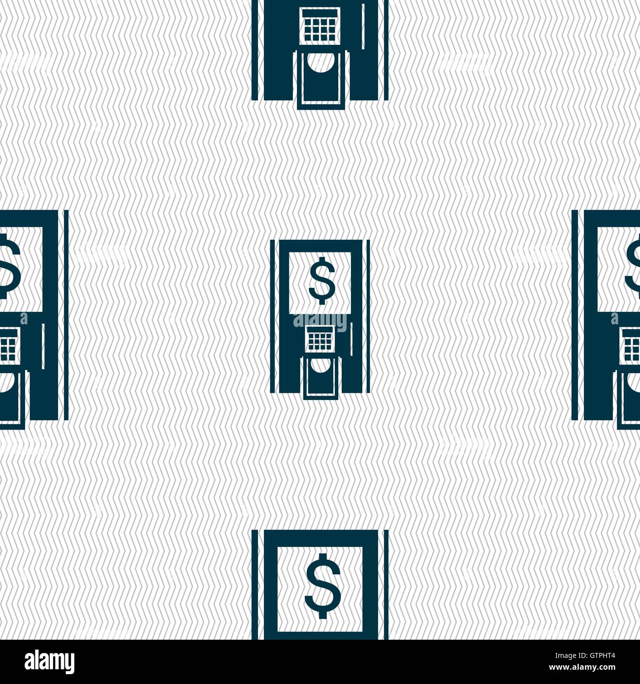 atm icon sign. Seamless pattern with geometric texture. Vector Stock ...
