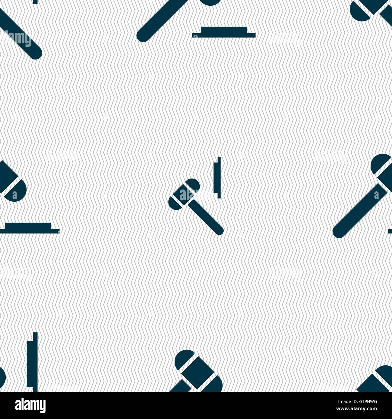 judge or auction hammer icon sign. Seamless pattern with geometric ...