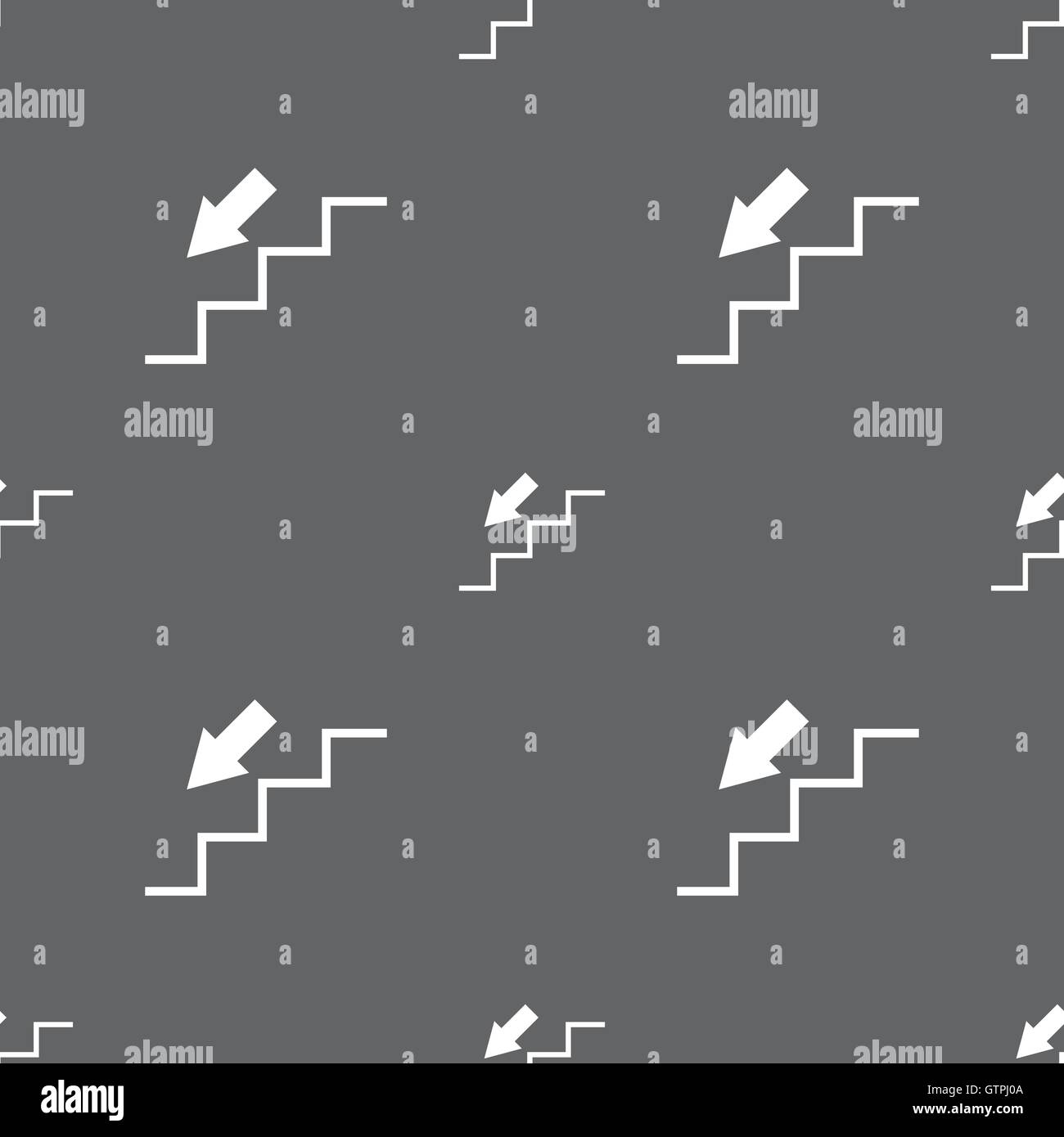 descent down icon sign. Seamless pattern on a gray background. Vector ...