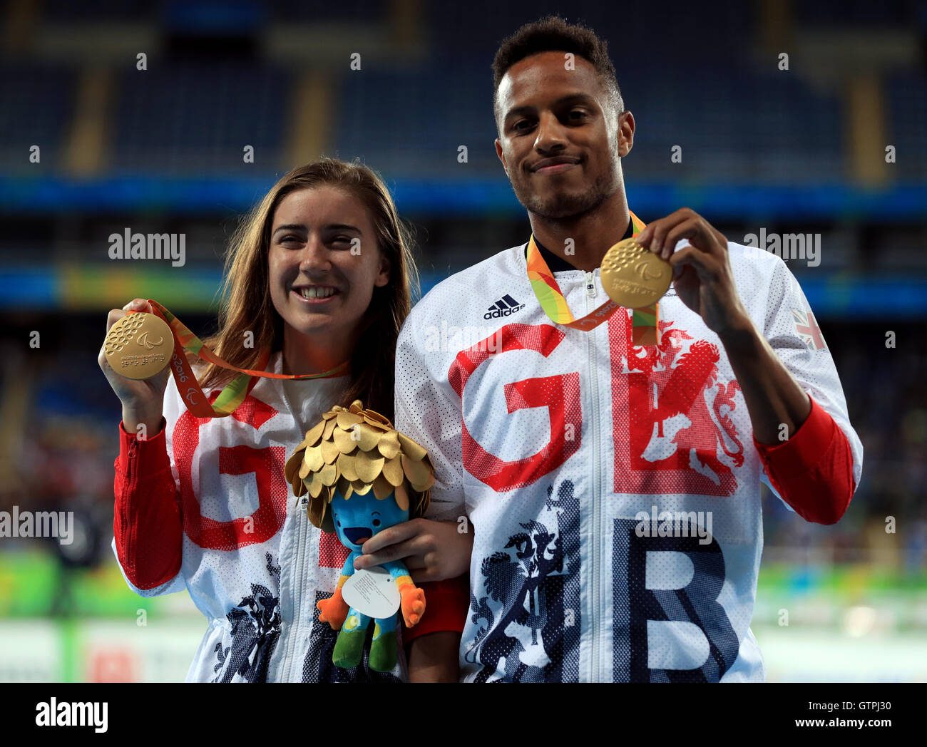 Great Britain's Libby Clegg and guide Chris Clarke celebrate with their ...