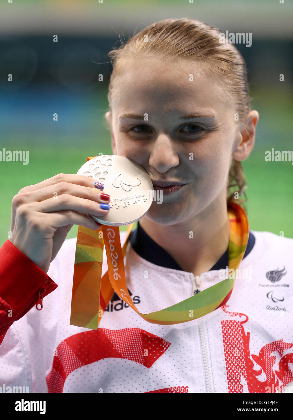 Great Britain's Stephanie Slater with her Silver medal in the medal ...
