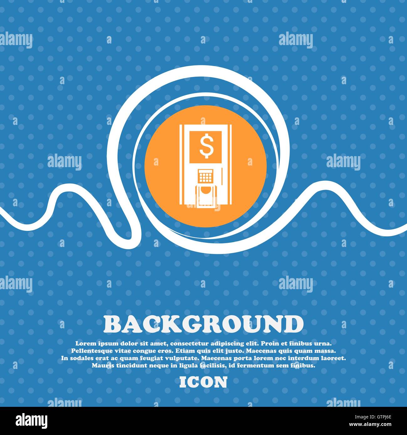 atm icon sign. Blue and white abstract background flecked with space ...
