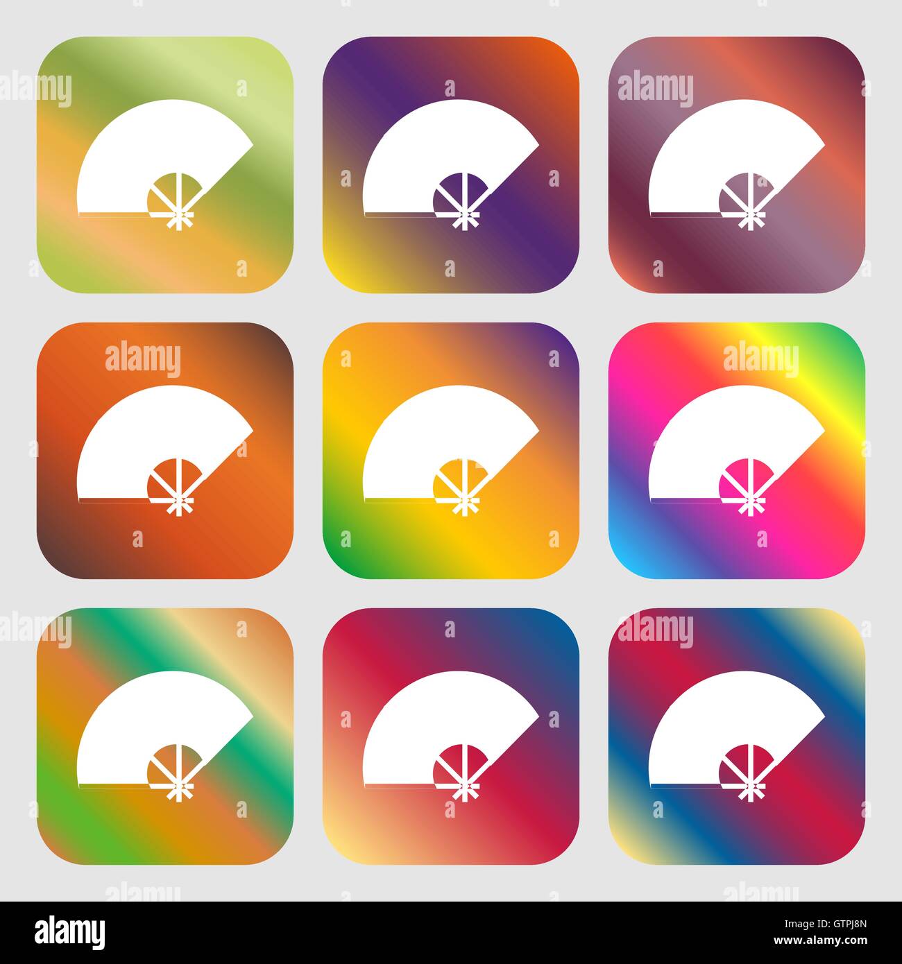 Fan icon . Nine buttons with bright gradients for beautiful design ...