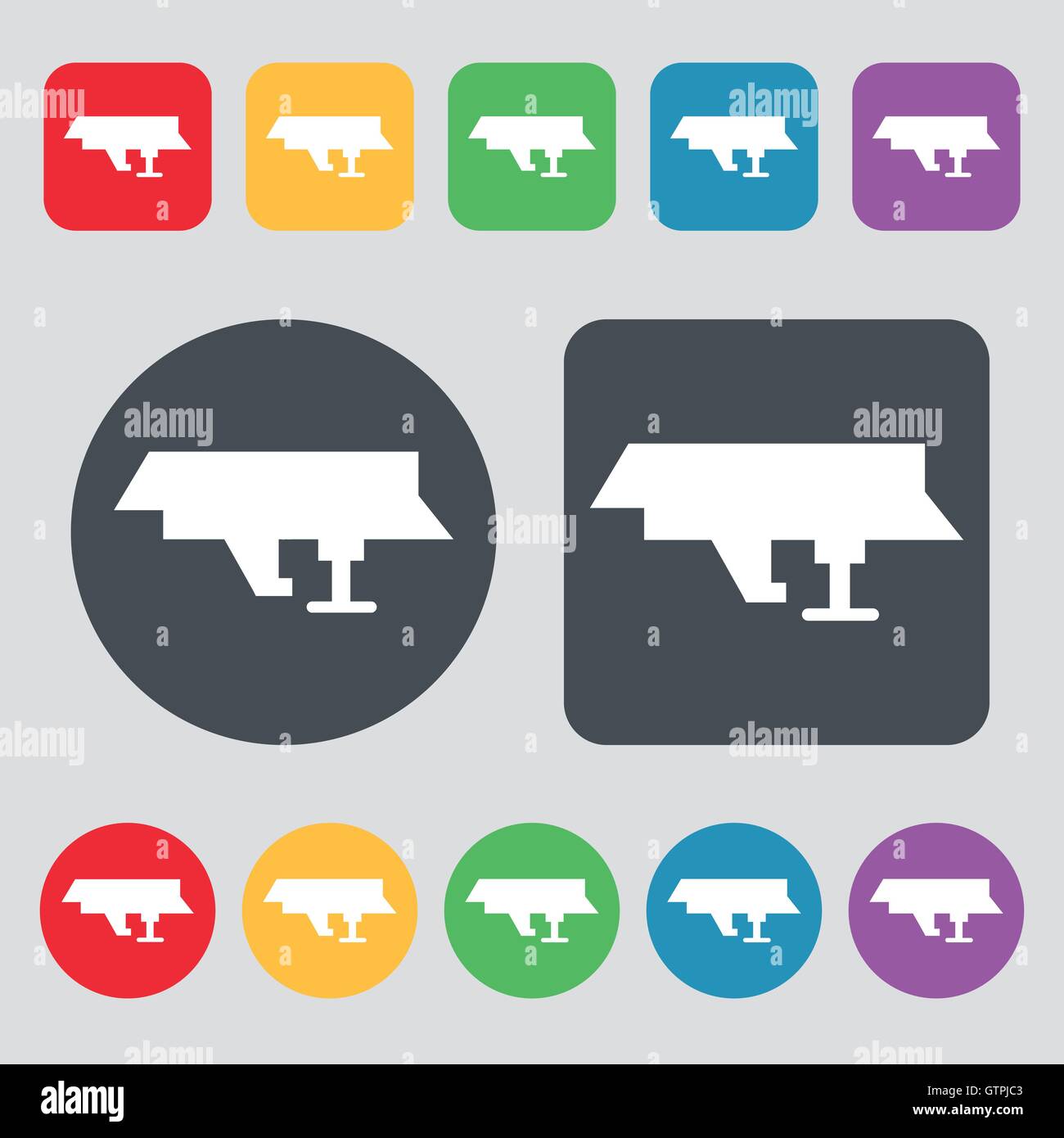 Ships, boats, cargo icon sign. A set of 12 colored buttons. Flat design ...