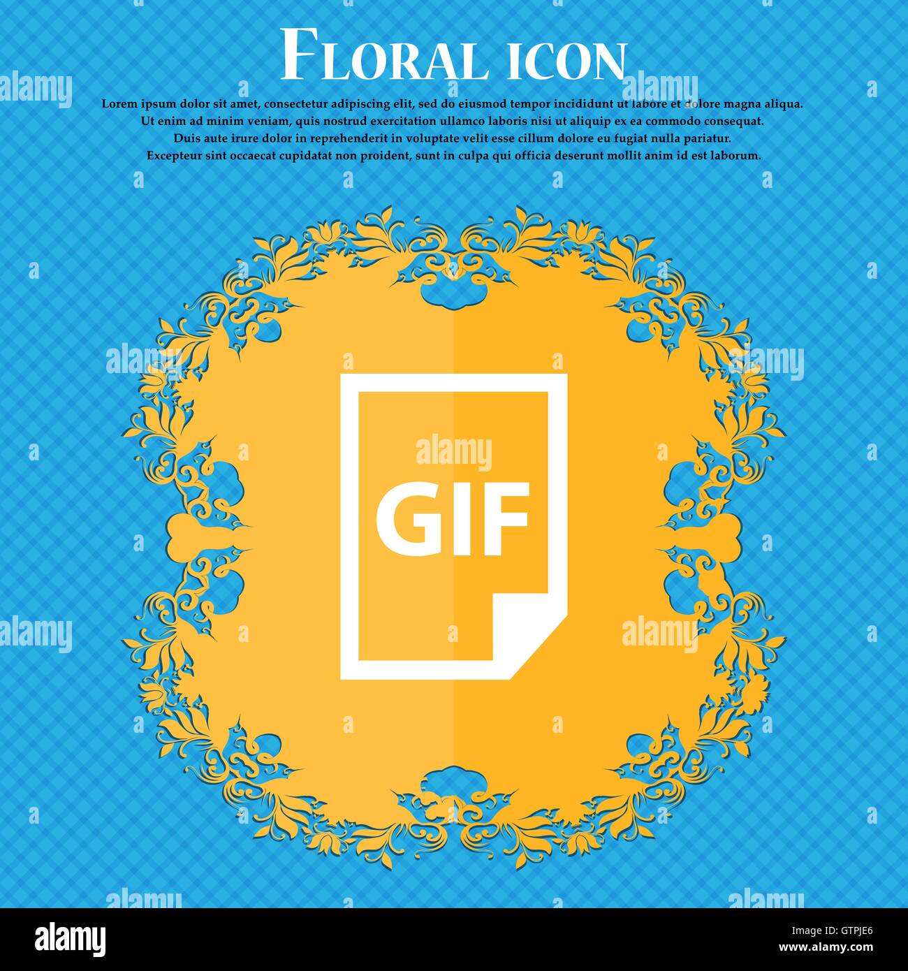 File GIF icon icon. Floral flat design on a blue abstract background ...