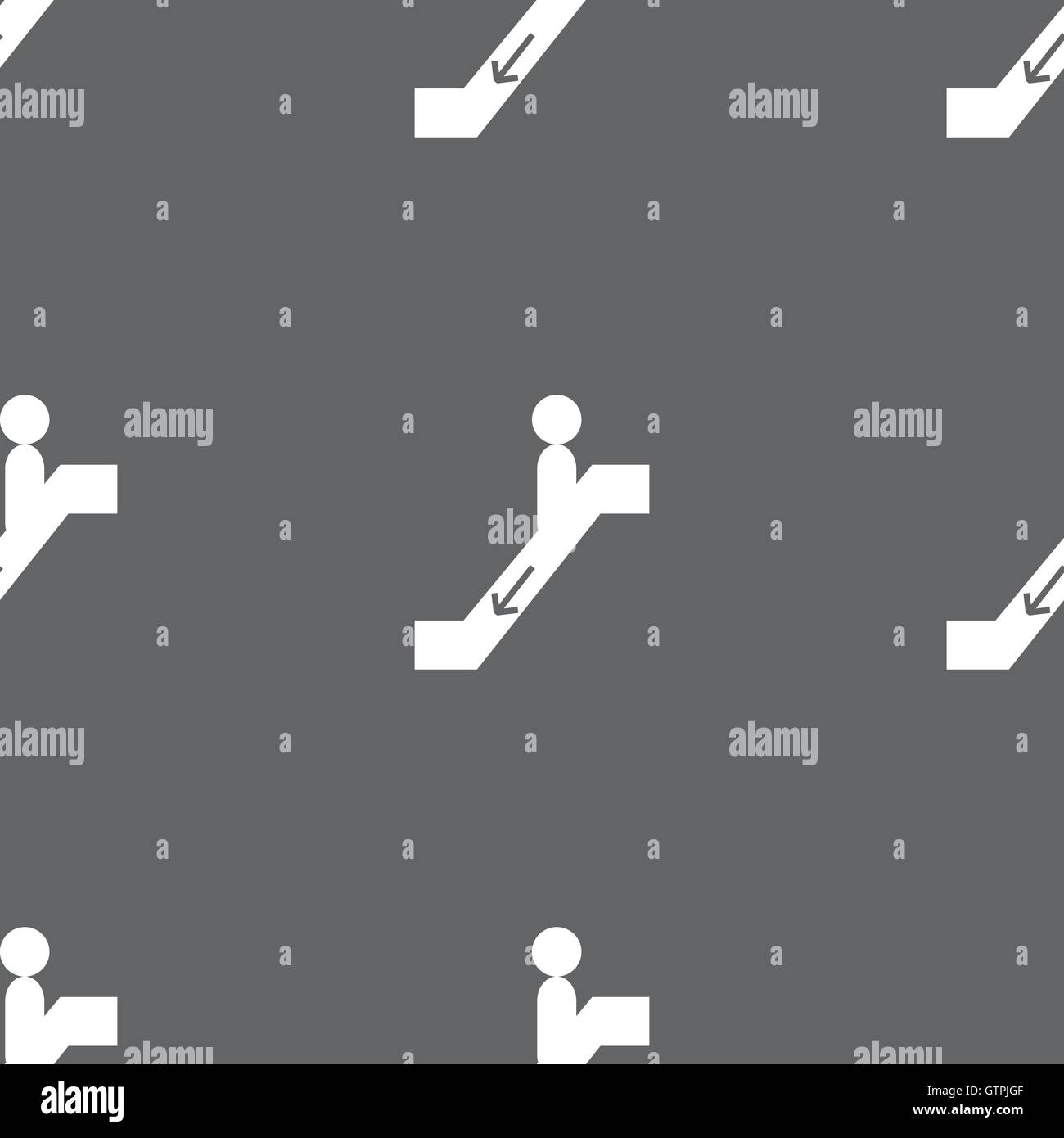 escalator down Icon sign. Seamless pattern on a gray background. Vector ...