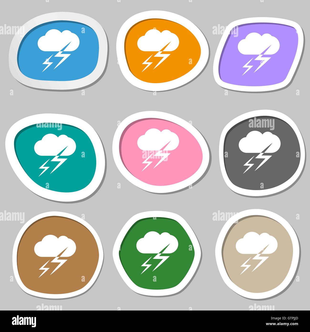 Weather icon symbols. Multicolored paper stickers. Vector Stock Vector ...