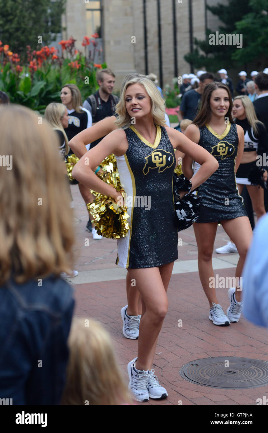 Cheerleaders with the University of Colorado Marching Band Stock Photo ...
