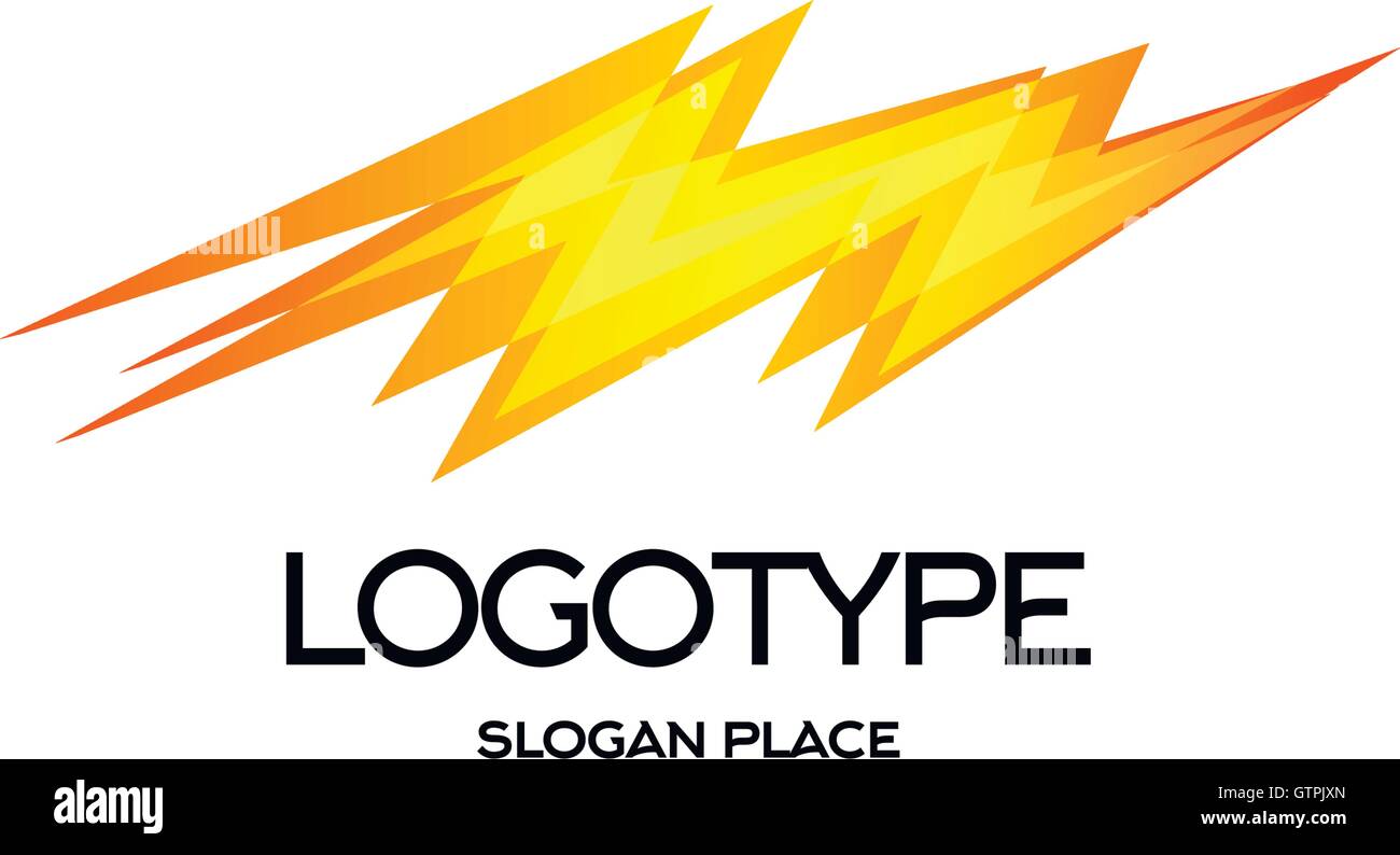 Isolated lightning vector logo. Bright yellow color energy sign ...
