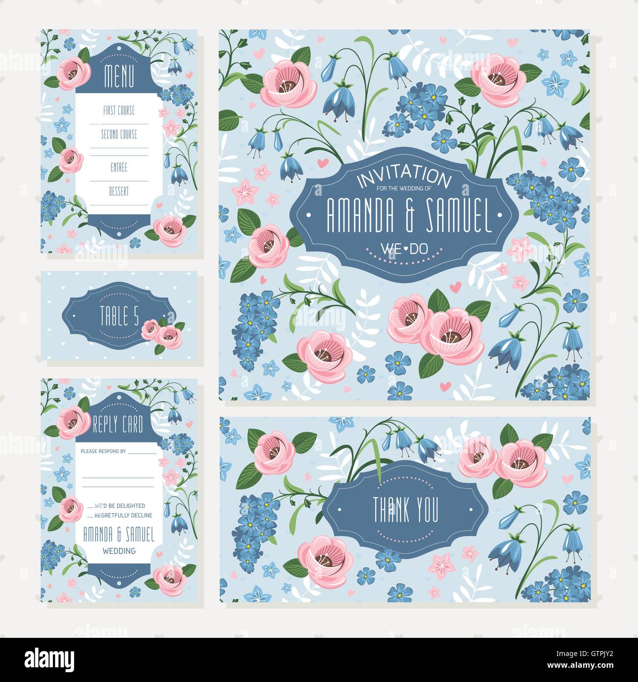 Set of wedding cards Stock Vector Image & Art - Alamy