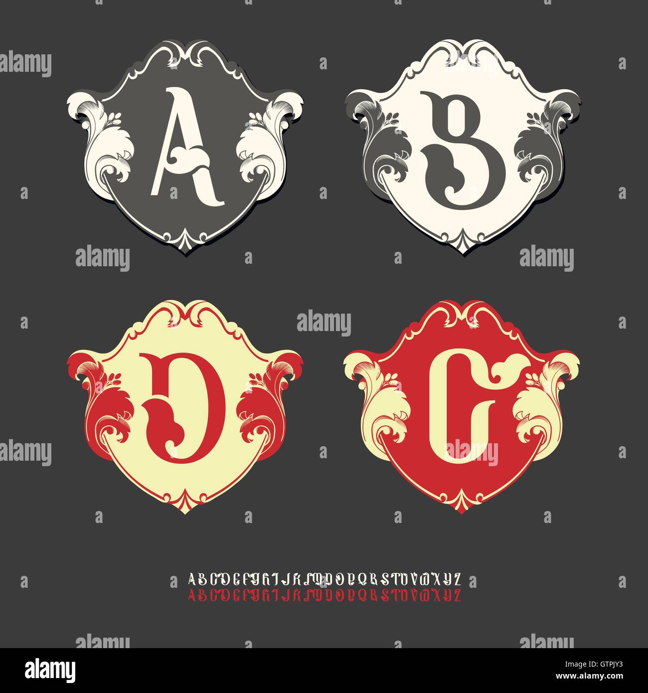 Vector collection of logos, monograms alphabet. Unusual alphabet on ...