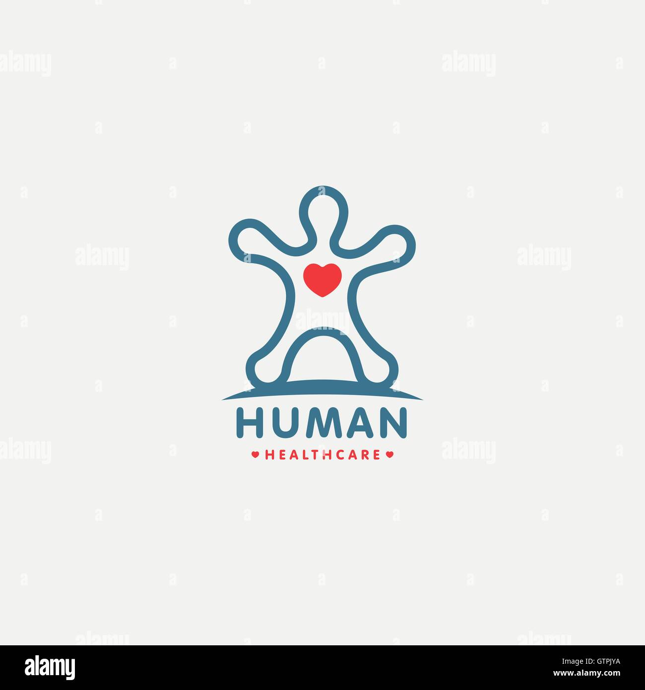 Isolated human silhouette vector logo with heart. Man contour logotype ...
