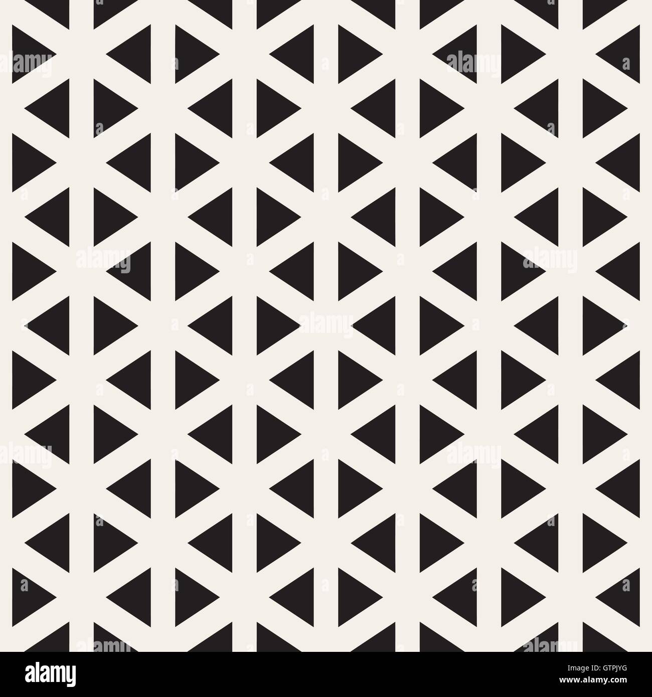 Vector Seamless Black And White Triangle Lines Grid Pattern Stock ...