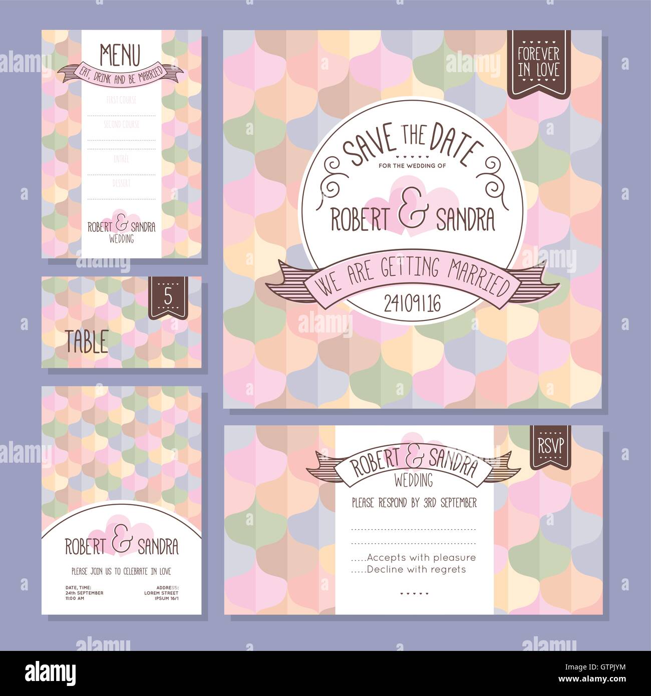 Wedding table menu card Stock Vector Images - Alamy