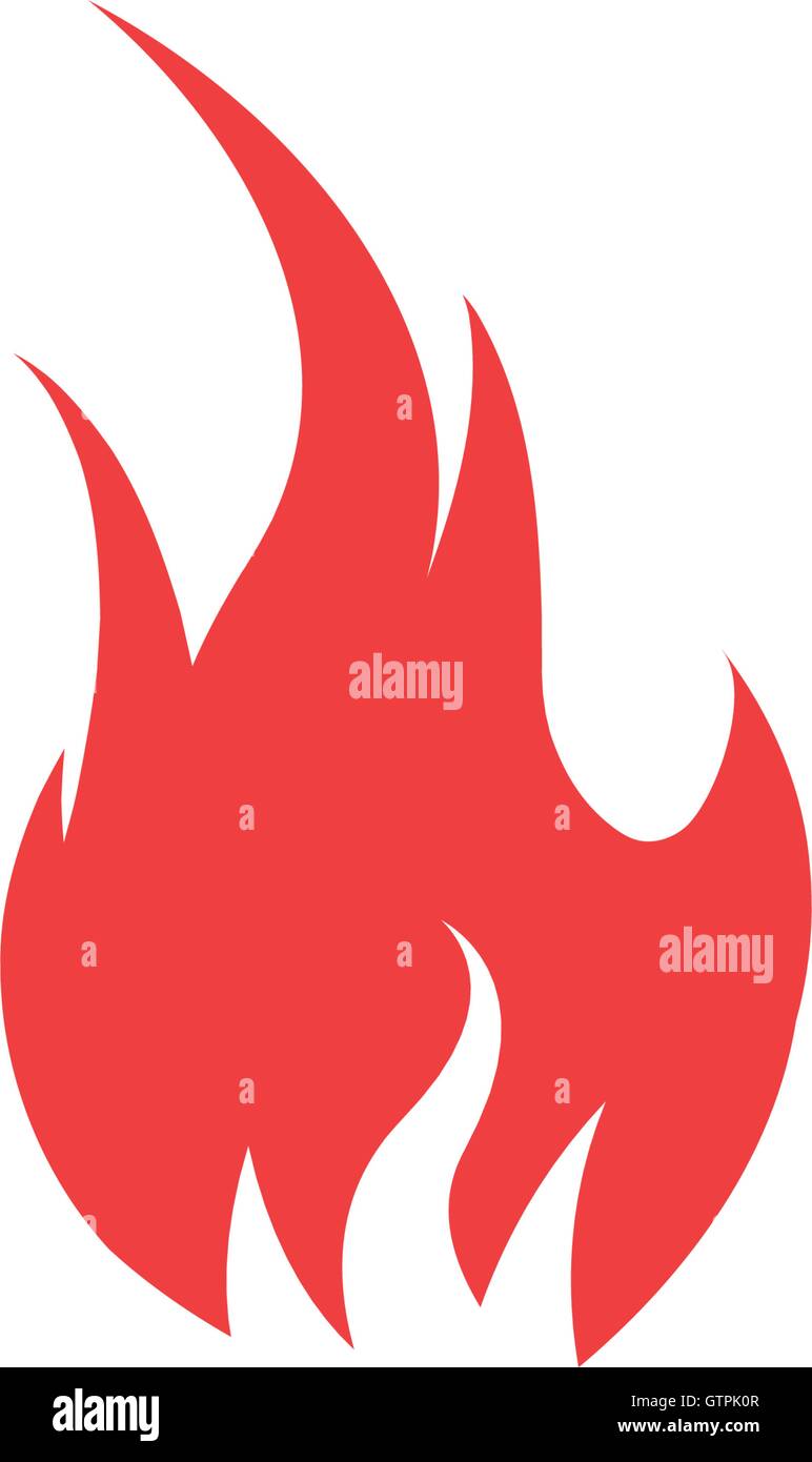 Isolated red color flame on the white background vector logo. Fire ...