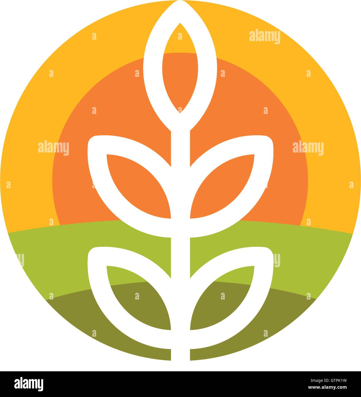 Isolated round shape abstract agricultural vector logo. Wheat ear ...